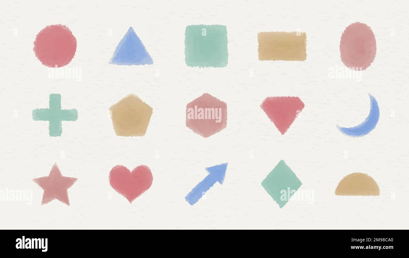 Colorful watercolor geometric shapes set vector Stock Vector Image ...