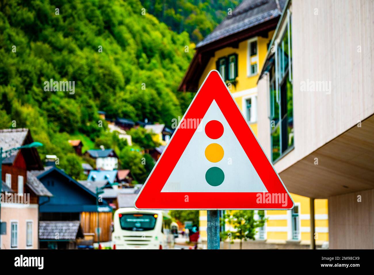Bright road sign on the steet Stock Photo - Alamy