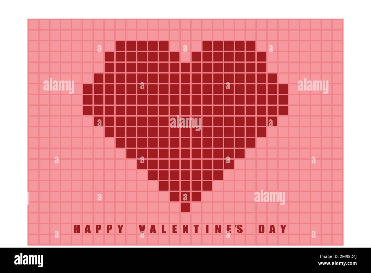Valentines day card with abstract pixel heart, flat vector modern ...