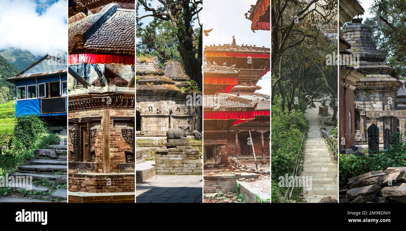 Collage of views of Nepal Stock Photo - Alamy