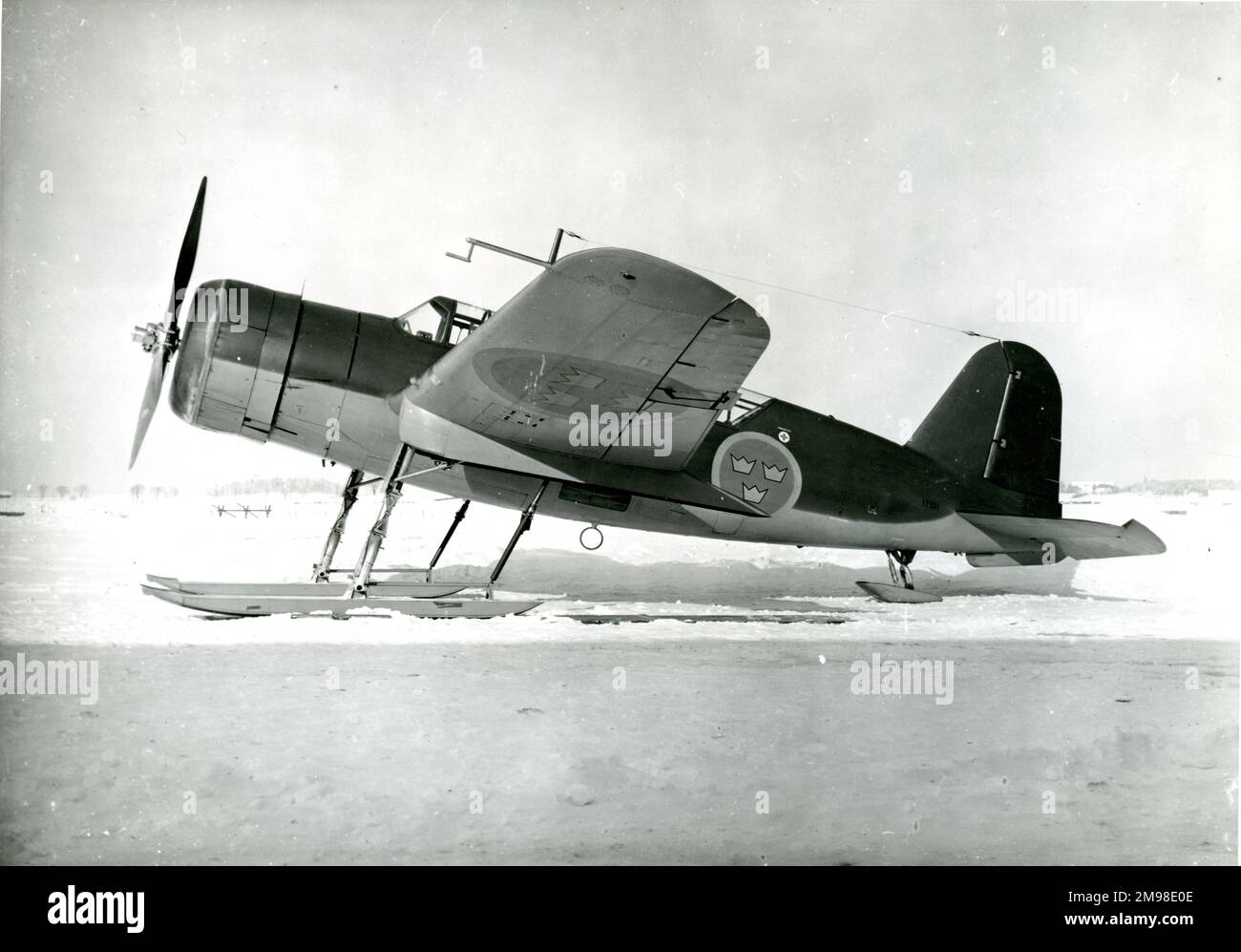 Saab B17B, 17101, fitted with retractable skis Stock Photo - Alamy