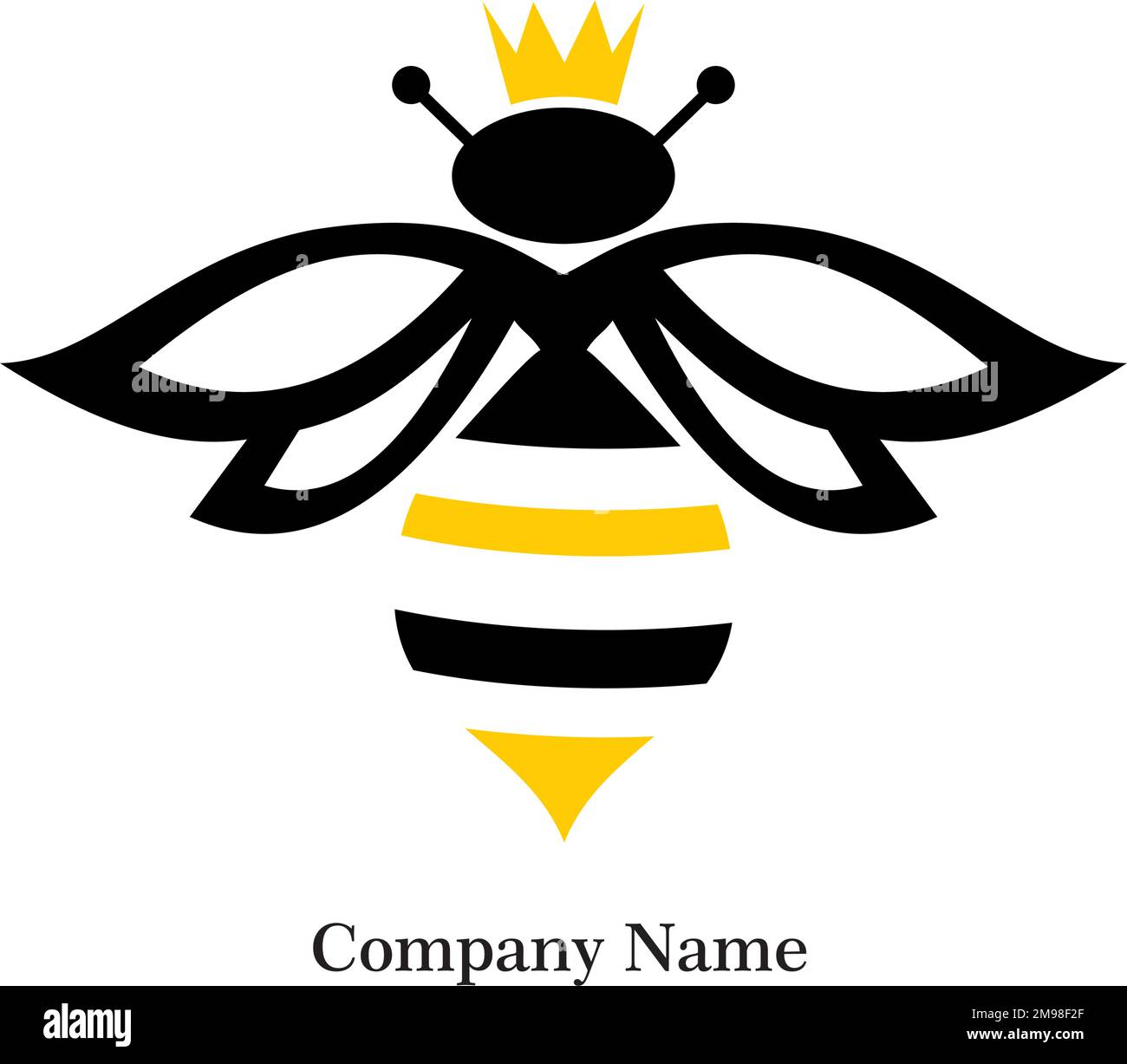 A vector illustration of a bee with a crown with editable text, perfect ...