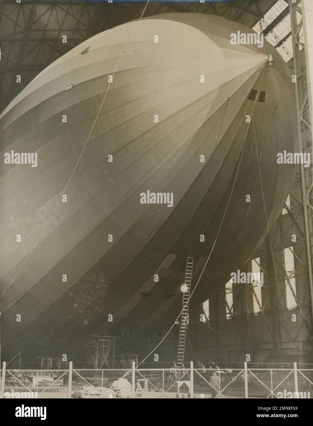 The LZ129 Hindenburg in its hangar at Friedrichshafen on 3 March 1936 ...
