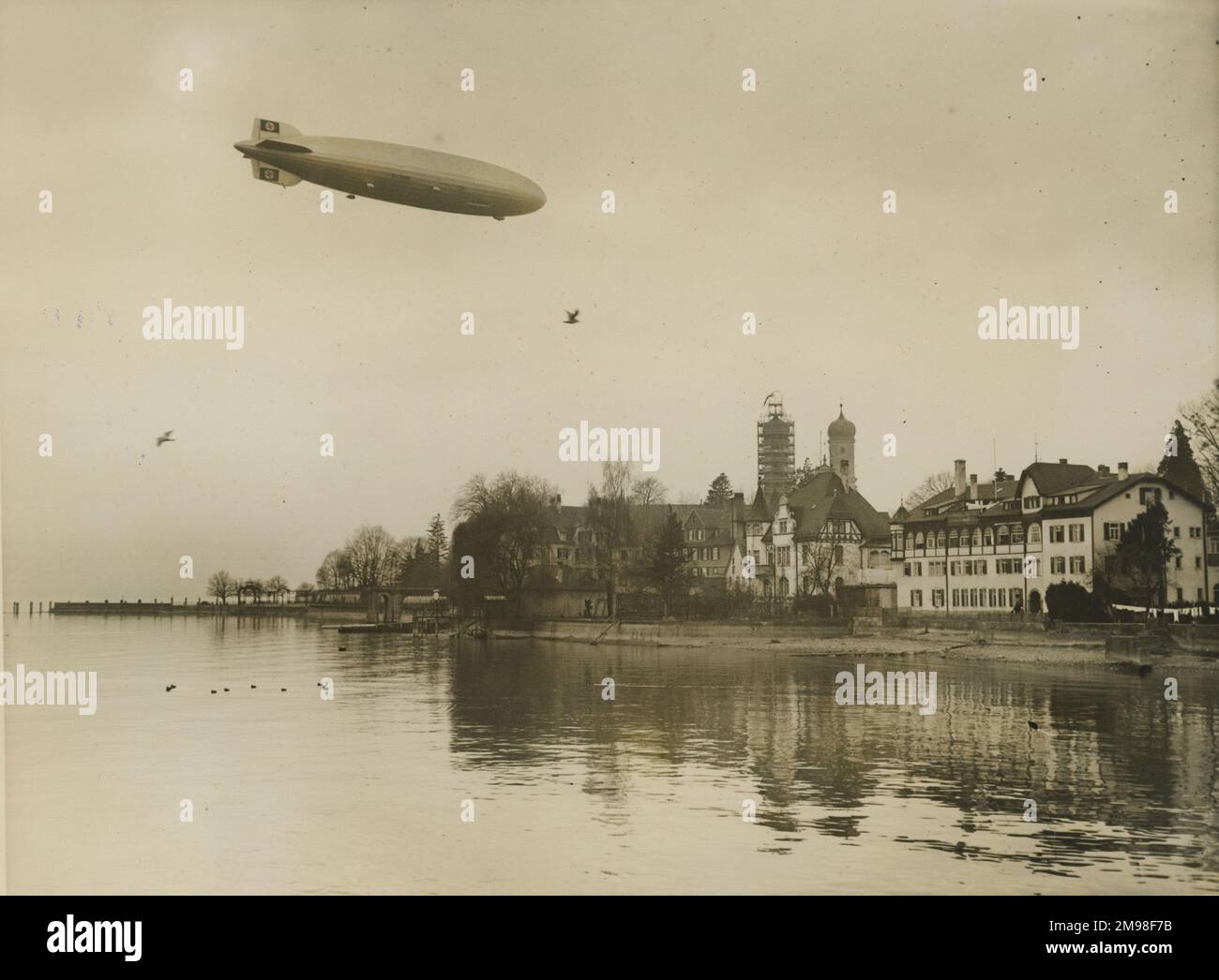The LZ129 Hindenburg over Lake Constance on 4 March 1936, during its ...