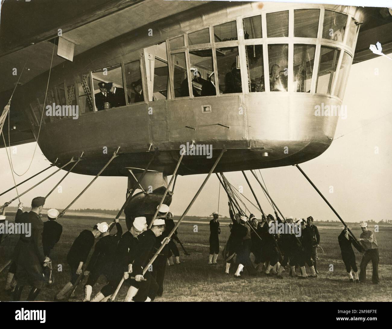 The LZ129 Hindenburg is manoeuvred to its mobile mooring mast by US ...