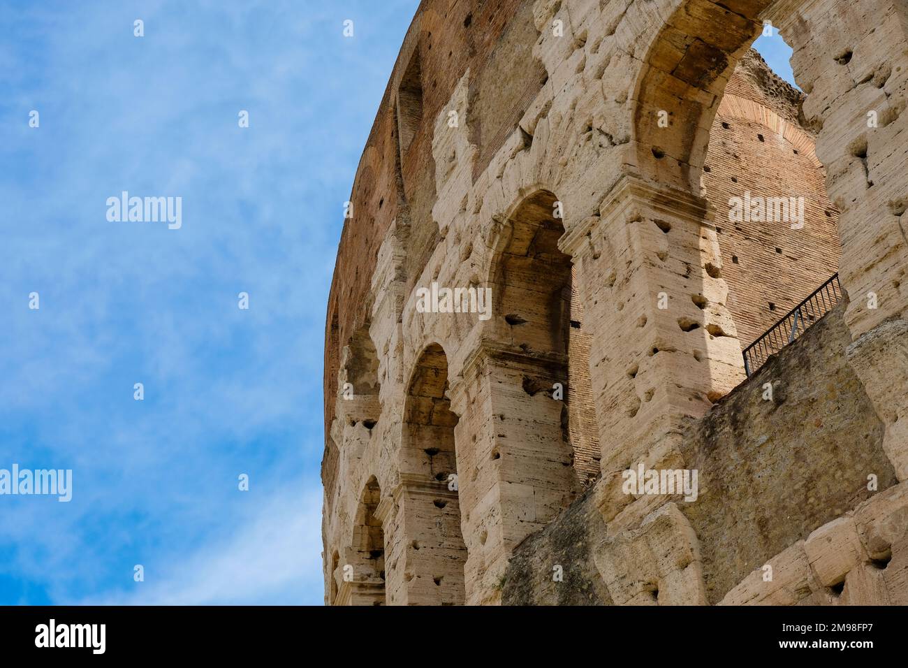Roman Colosseum in detail showing erosion and ongoing restoration Stock ...