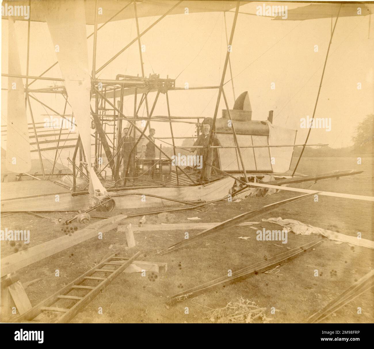 Sir Hiram Maxim steam-driven aeroplane in the course of construction at ...