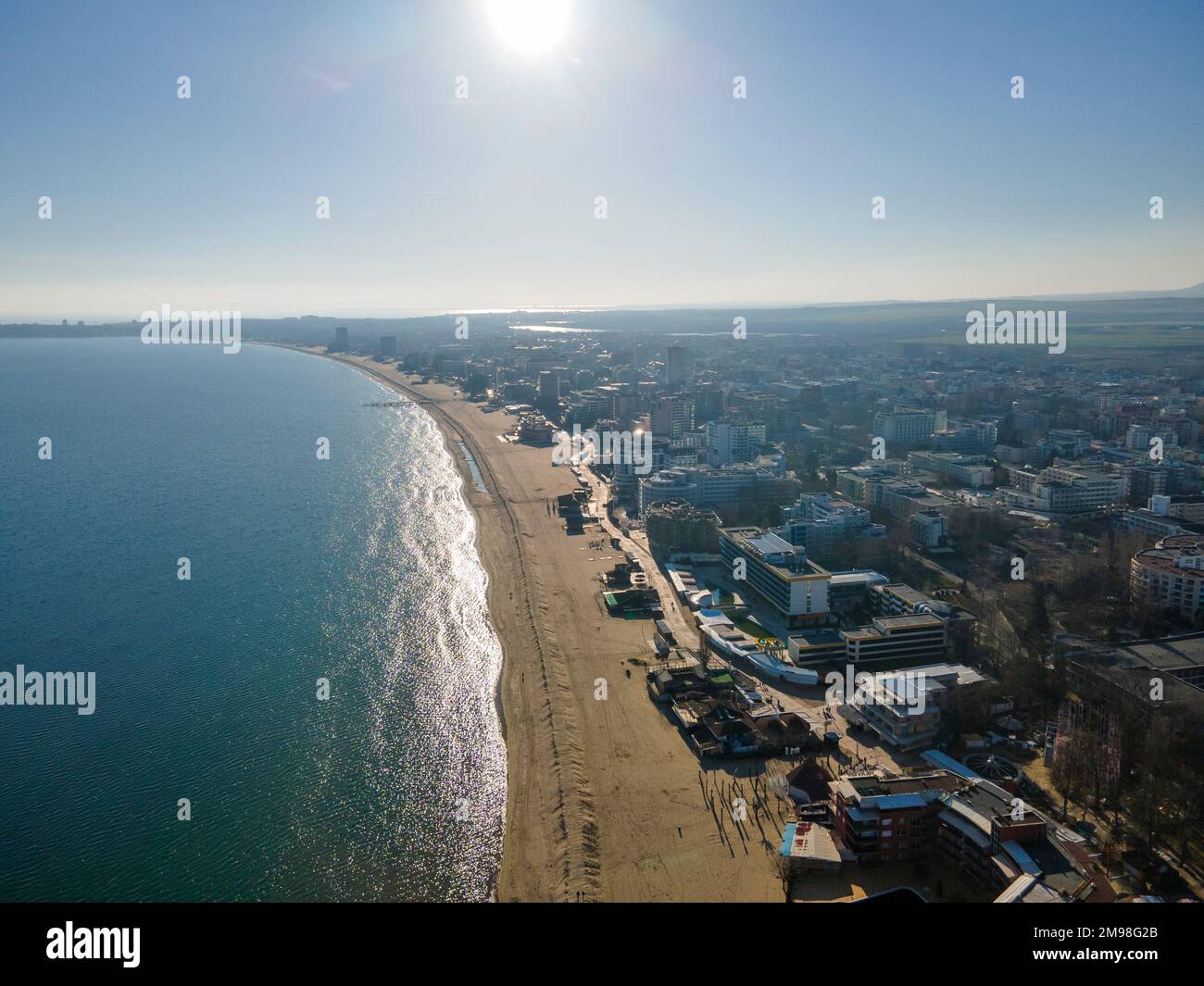 SUNNY BEACH, BULGARIA - DECEMBER 26, 2022: Amazing Aerial view of ...