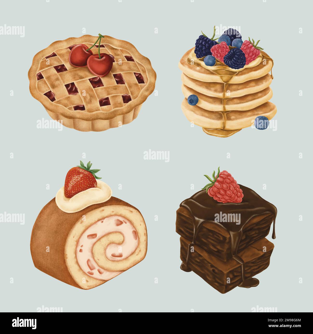 Delicious hand painted desserts vector set Stock Vector Image & Art - Alamy