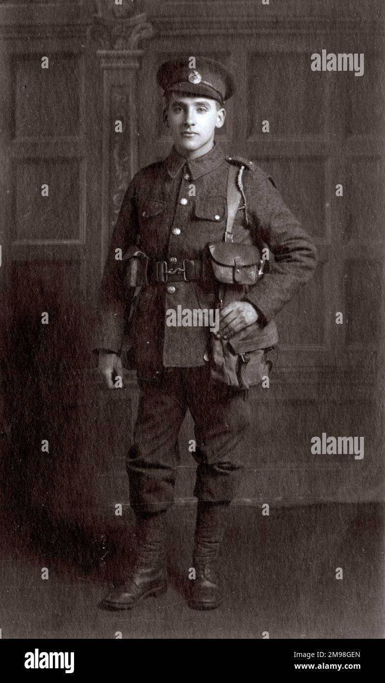 Studio photo, young man in Royal Engineers uniform, 18 October 1915. He ...