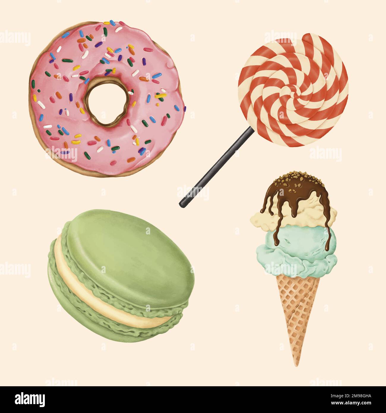Delicious hand painted desserts vector set Stock Vector Image & Art - Alamy