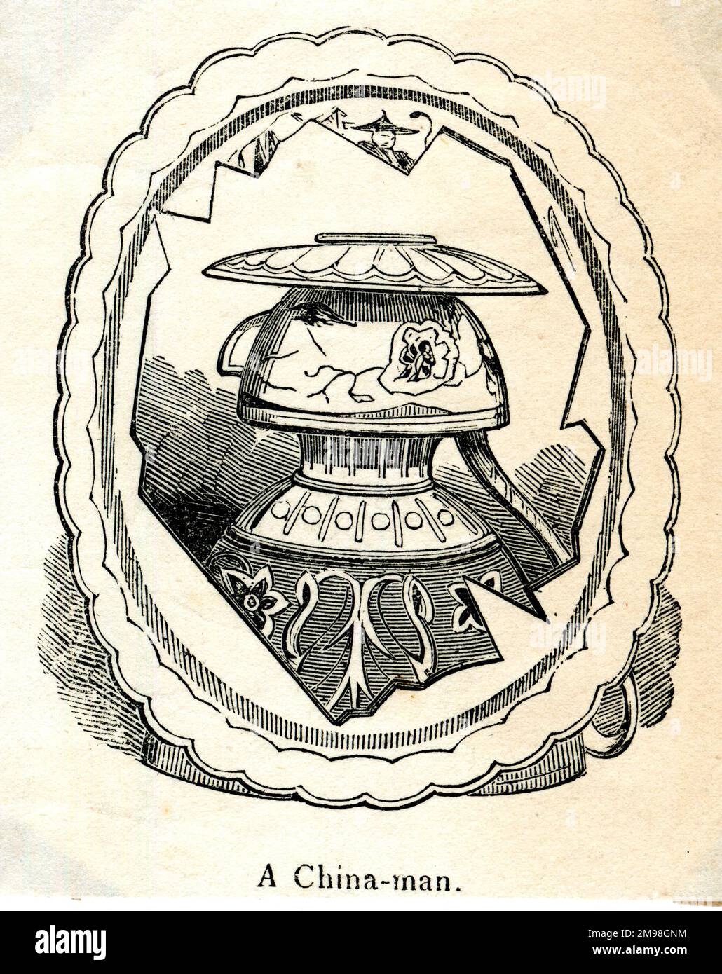 Cartoon - Comic visual and verbal pun - A Chinaman Stock Photo - Alamy