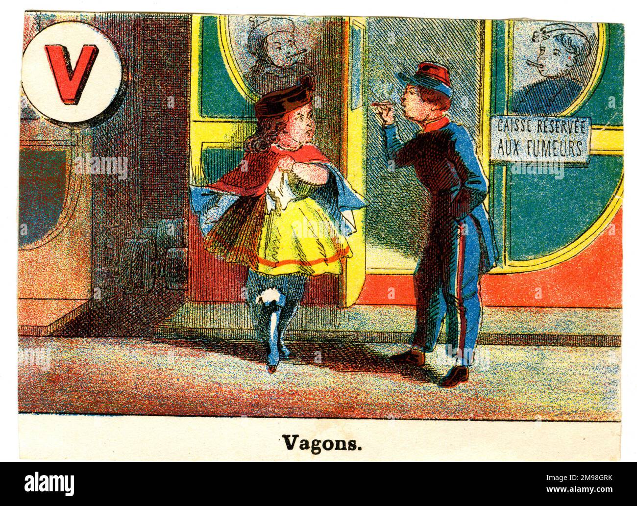 French Railway Alphabet - V for Vagons (carriages Stock Photo - Alamy