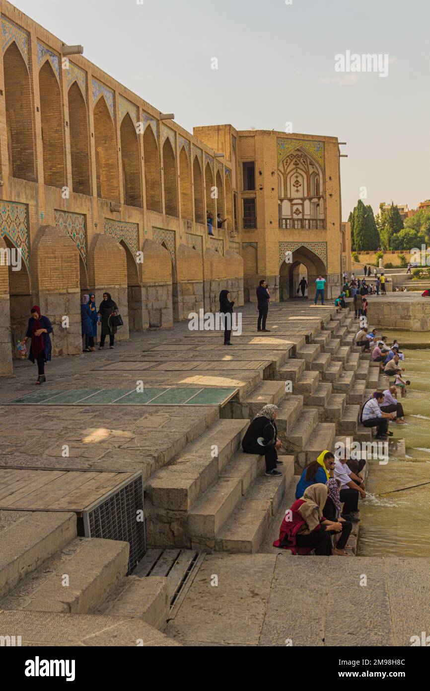 ISFAHAN, IRAN - JULY 10, 2019: People at Khaju bridge in Isfahan, Iran ...