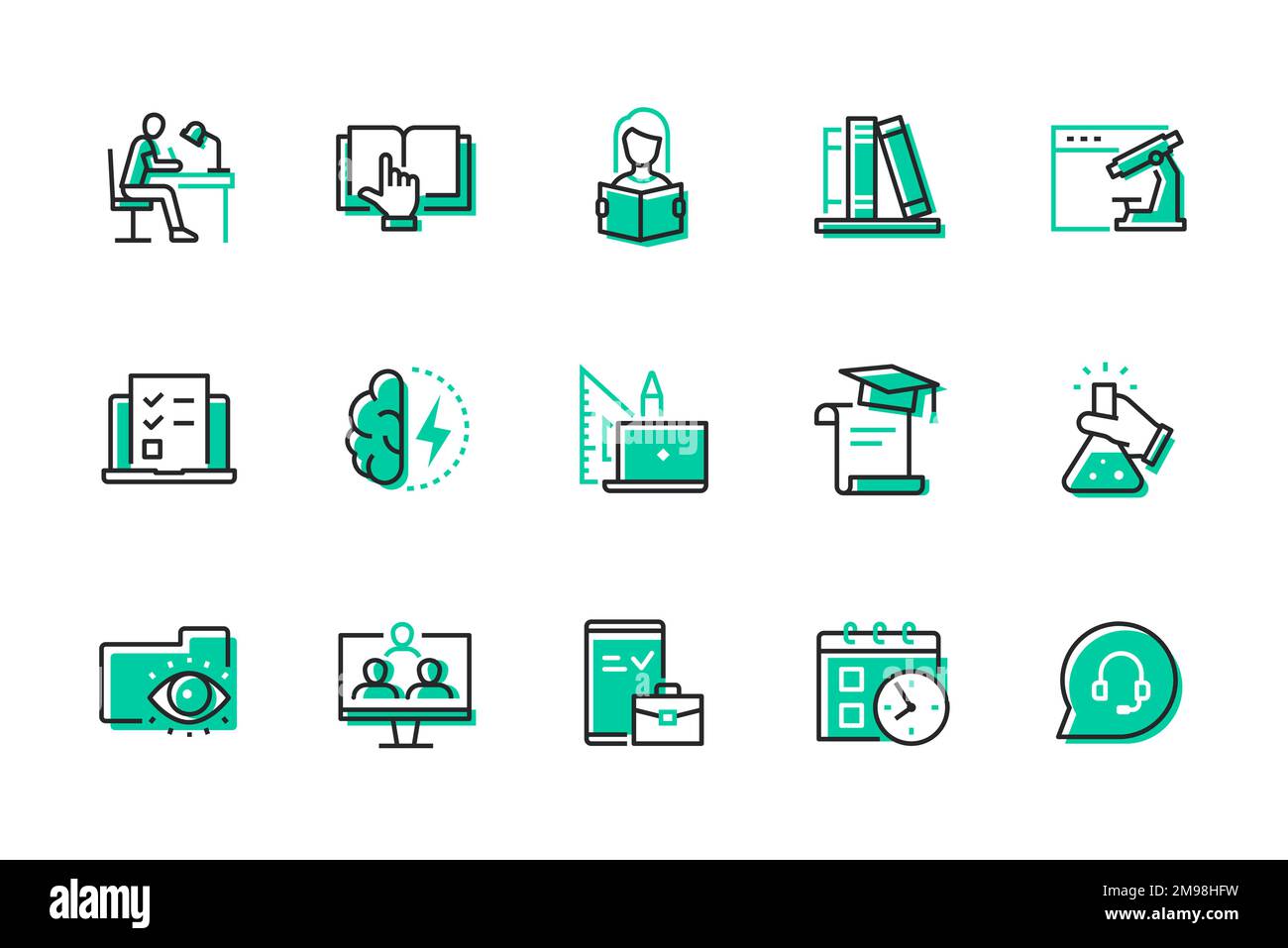 Science and knowledge - set of line design style icons Stock Vector ...