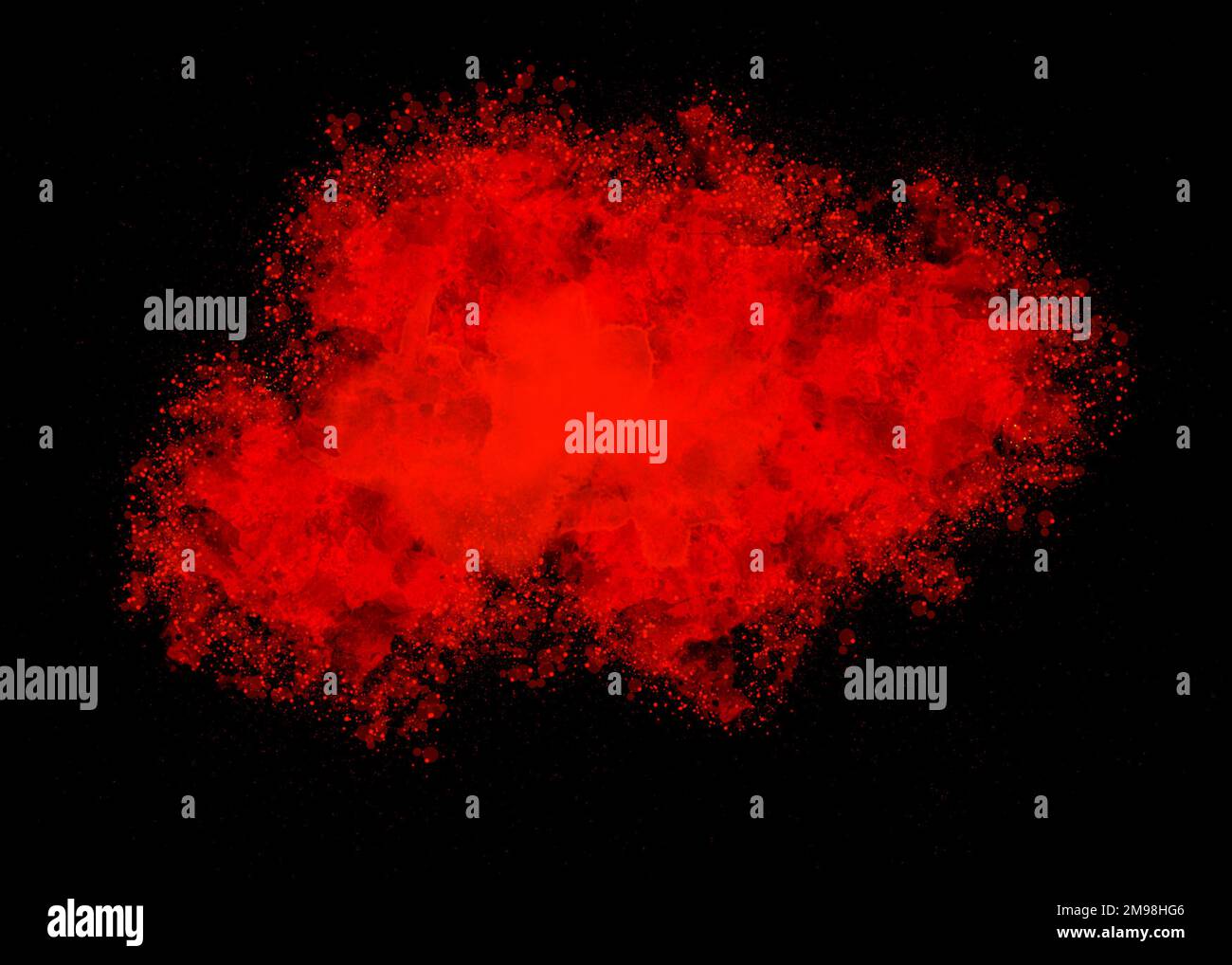 Red color dust particle explosion cloud on black background.color ...