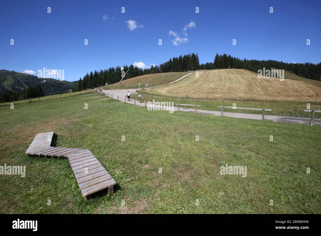 Tourists ride in the Massif du Jaillet. Megève. Haute-Savoie. Auvergne ...