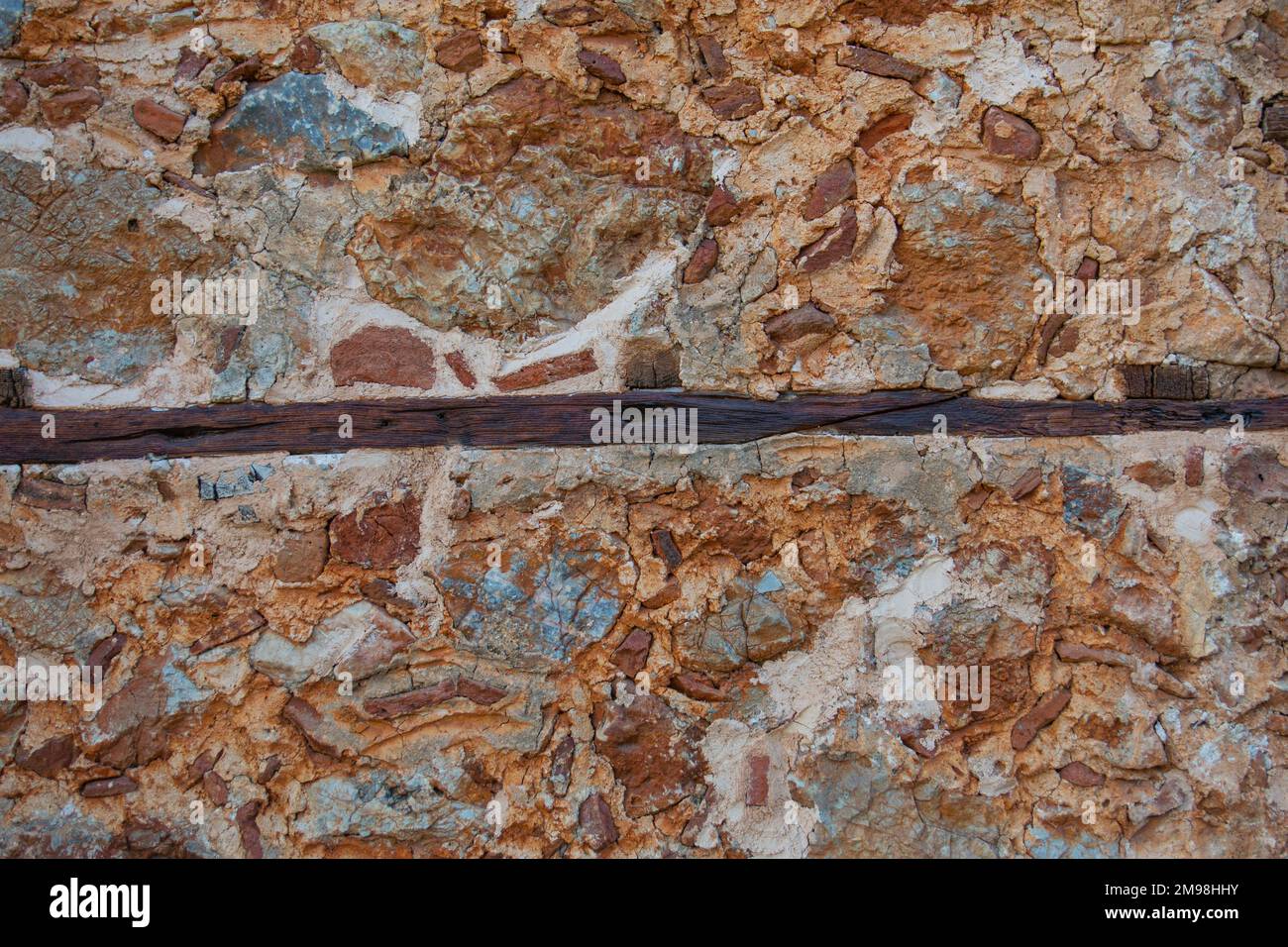 The stone wall of old vintage house captured in old city of Alanya ...