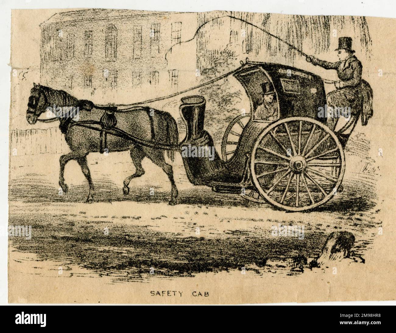 Safety Cab - horse-drawn, with passenger and driver Stock Photo - Alamy