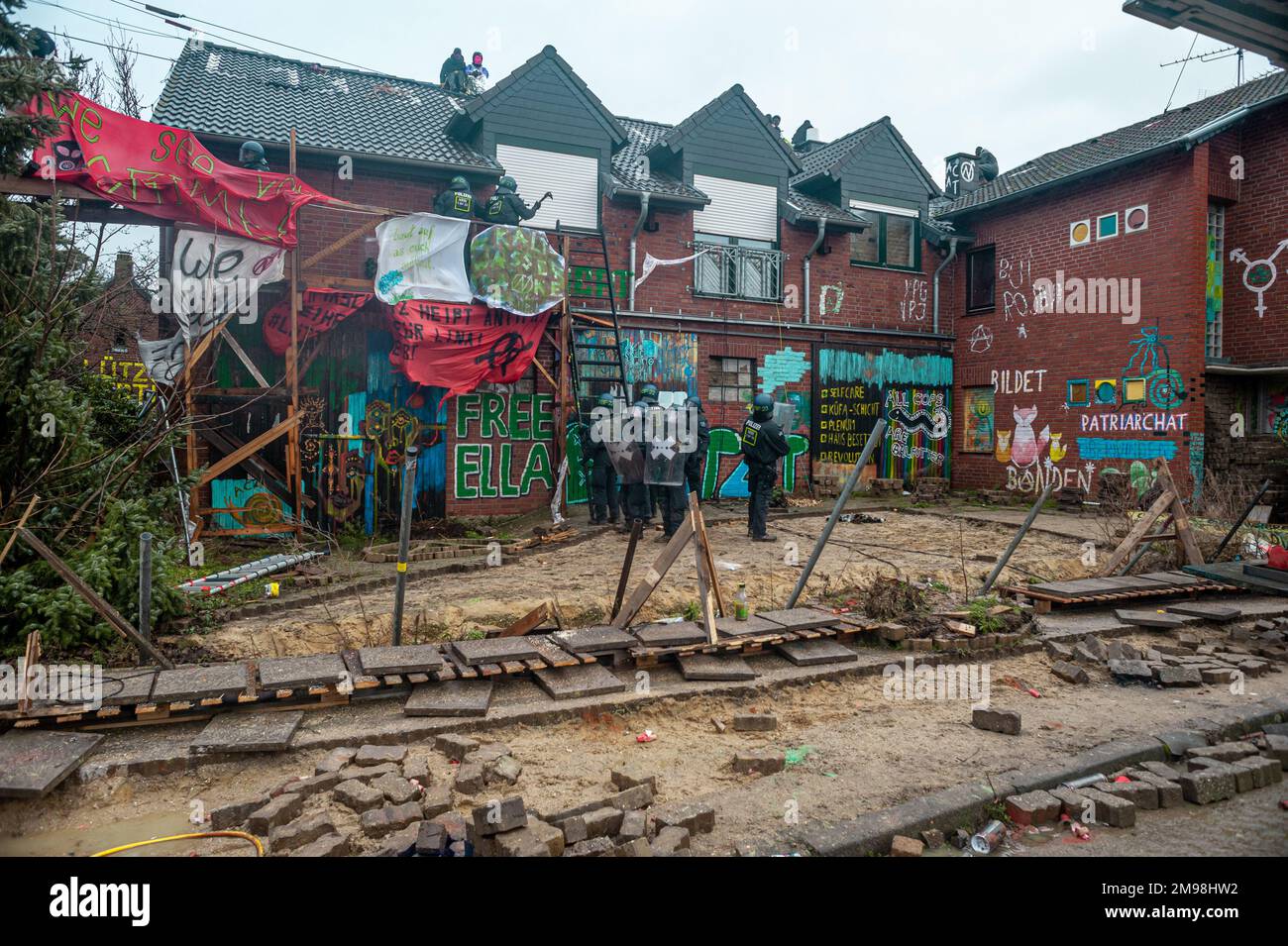 Climate activist village, RWE, Open-Pit mine. Lutzerath, Germany ...