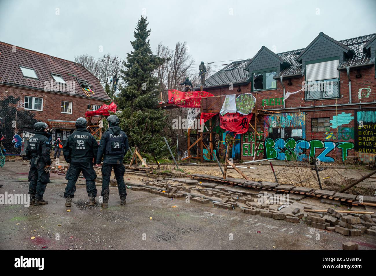 Climate activist village, RWE, Open-Pit mine. Lutzerath, Germany ...