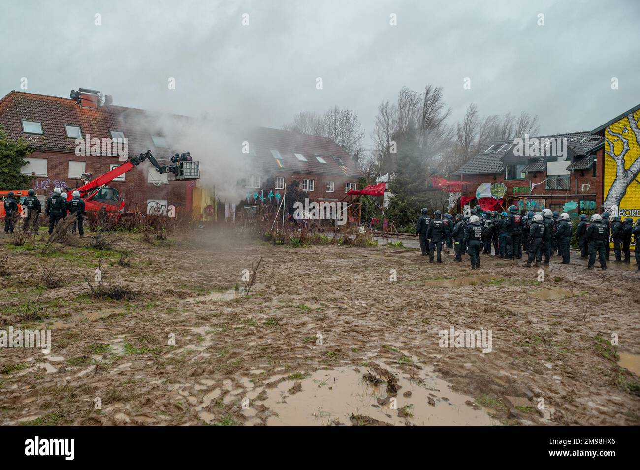 Climate activist village, RWE, Open-Pit mine. Lutzerath, Germany ...