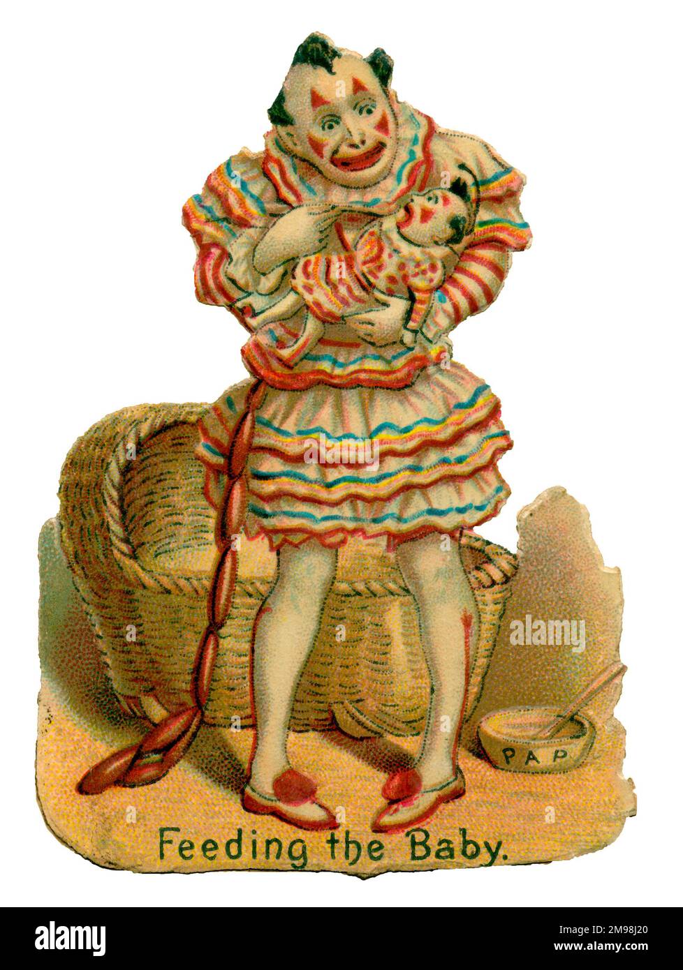 Victorian Scrap - Circus Clown Feeding the Baby Stock Photo - Alamy