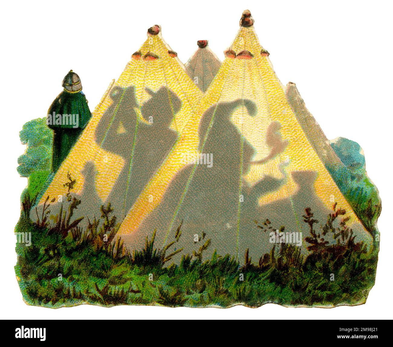 Victorian Scrap - Army Tent with Silhouettes Stock Photo - Alamy