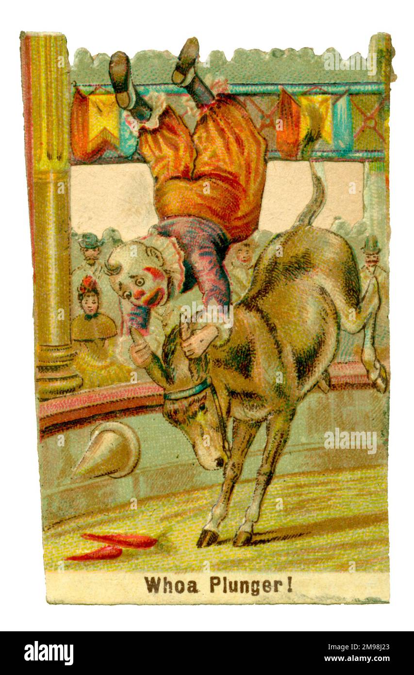 Victorian Scrap - Circus Clown trying to ride a Donkey - Whoa Plunger ...