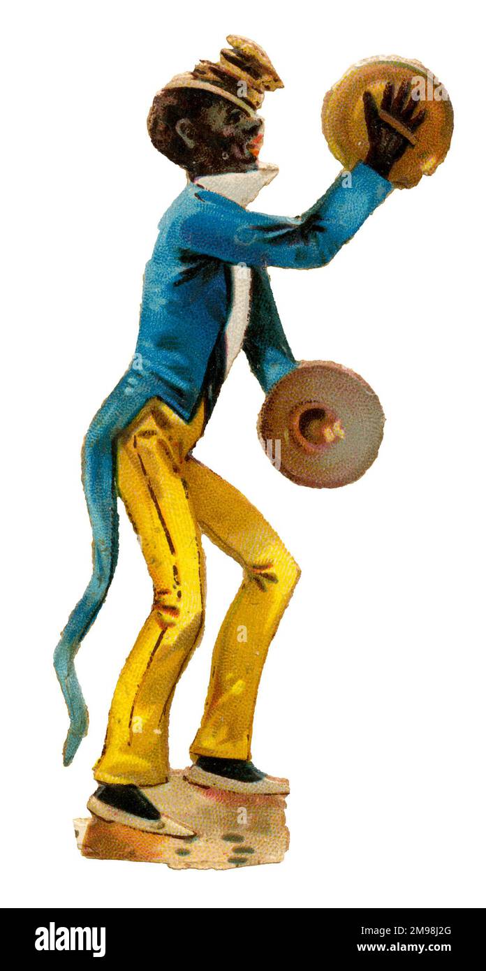 Victorian Scrap - Minstrel with cymbals Stock Photo - Alamy