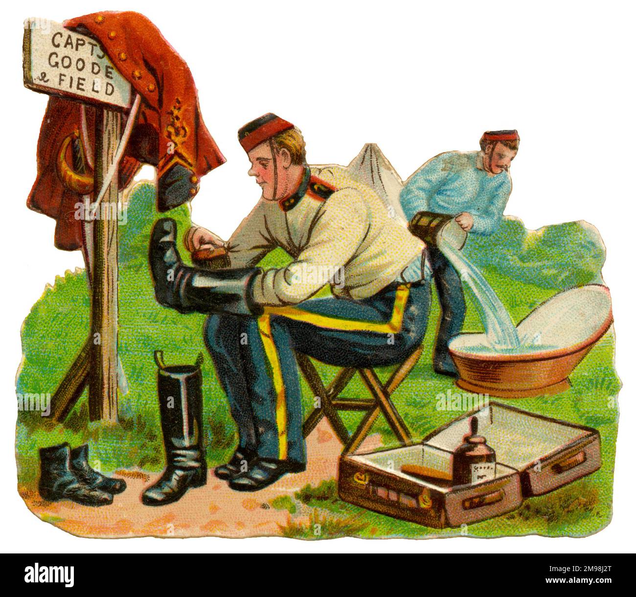 Victorian Scrap - soldiers polishing boots at camp - Captain Goode and ...