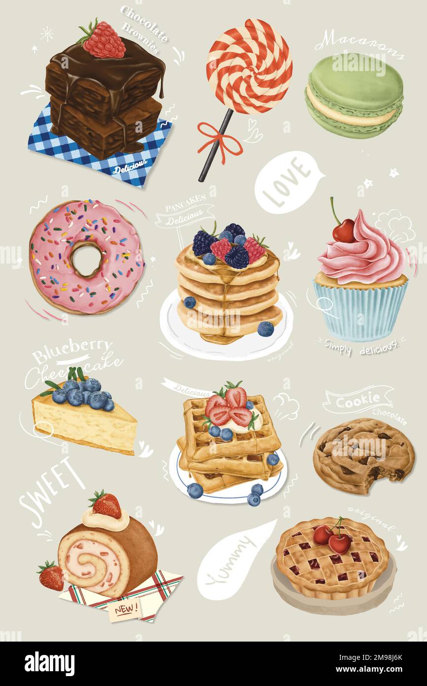 Hand drawn dessert collection vector Stock Vector Image & Art - Alamy