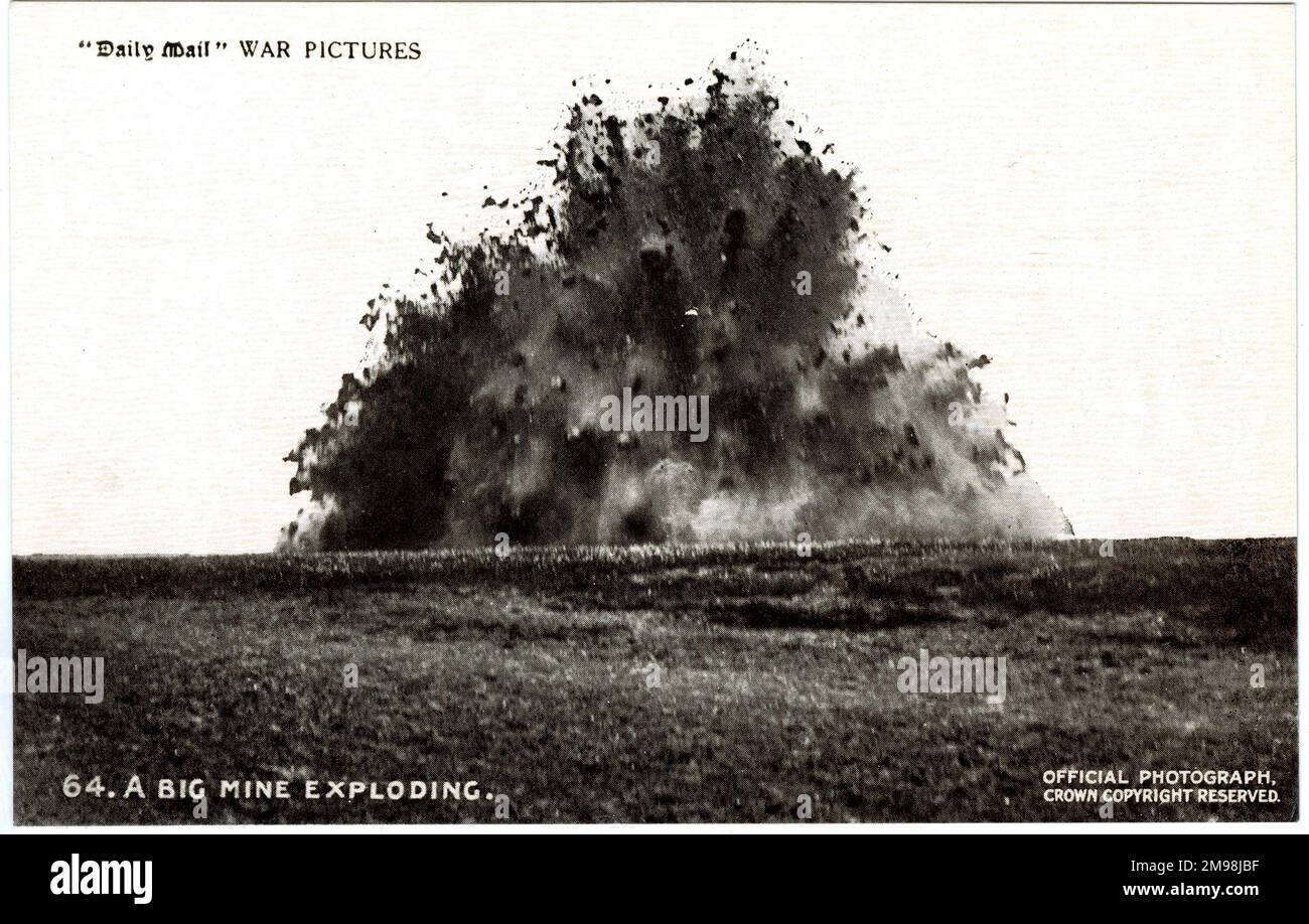 A mine exploding on the Western Front, WW1 Stock Photo - Alamy
