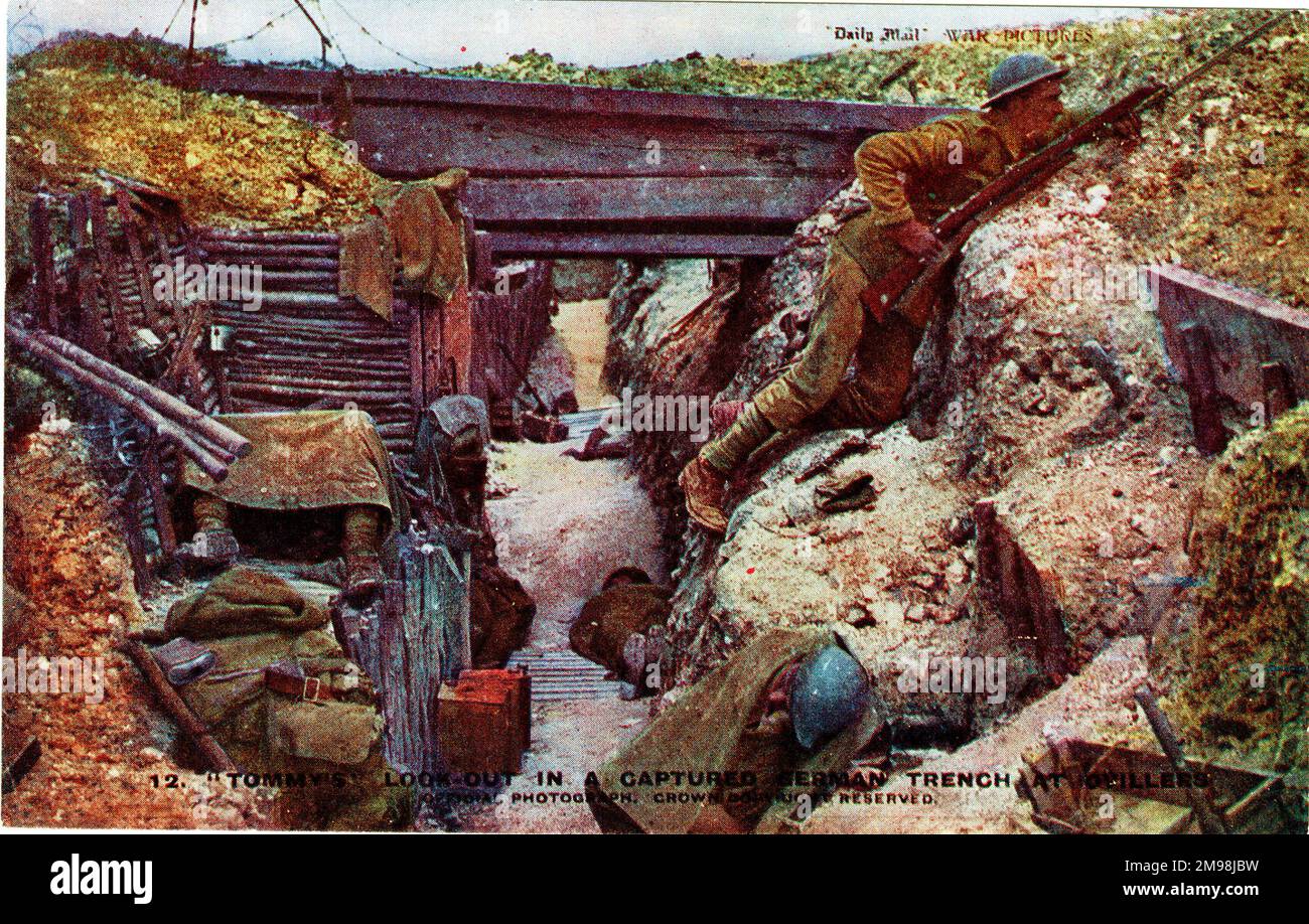 British soldiers in captured German trench at Ovillers la Boiselle ...