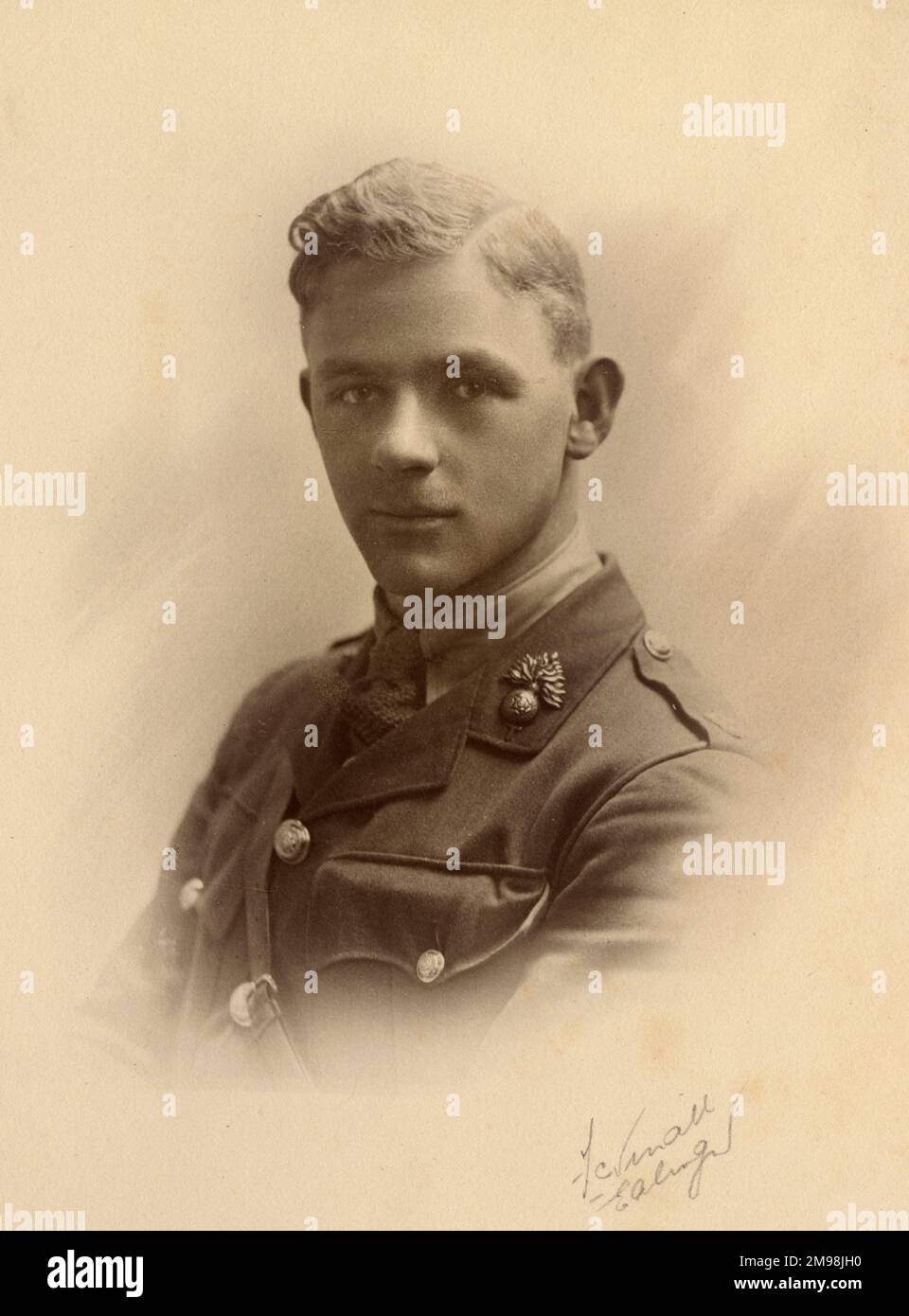 Head and shoulders studio photo, young man in Royal Fusiliers uniform ...