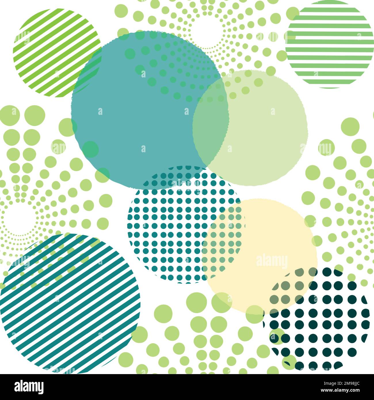 Different shaped circles green pantone seamless pattern, shiny sphere ...