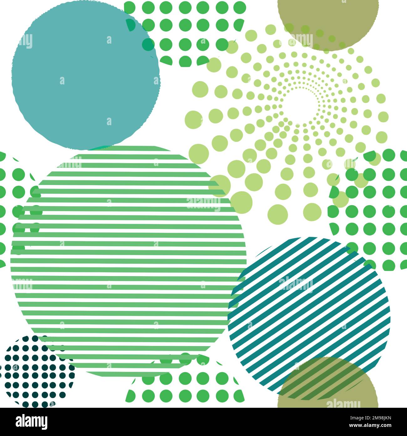 Different shaped circles green pantone seamless pattern, shiny sphere ...