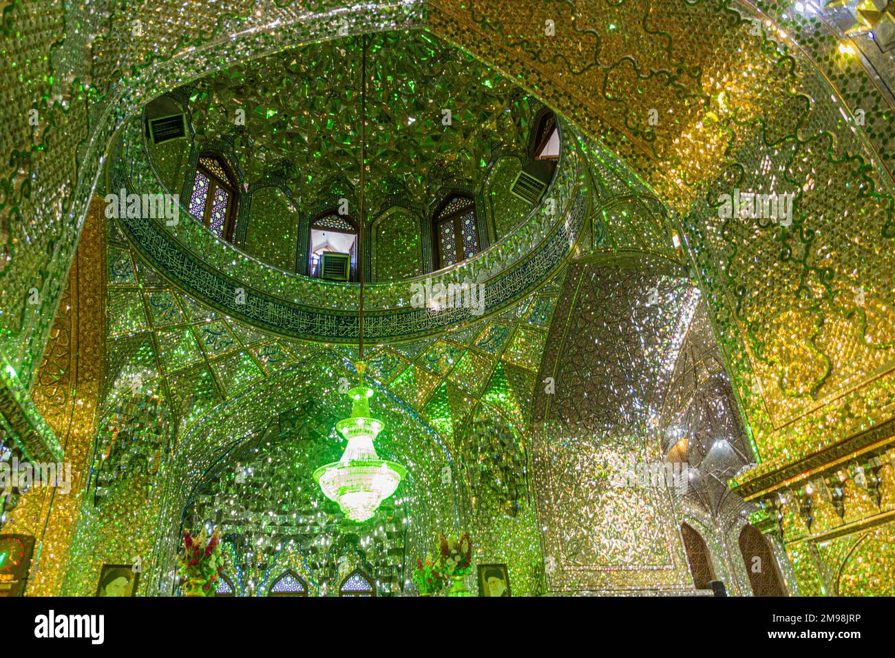 SHIRAZ, IRAN - JULY 8, 2019: Interior of Imamzadeh-ye Ali Ebn-e Hamze ...