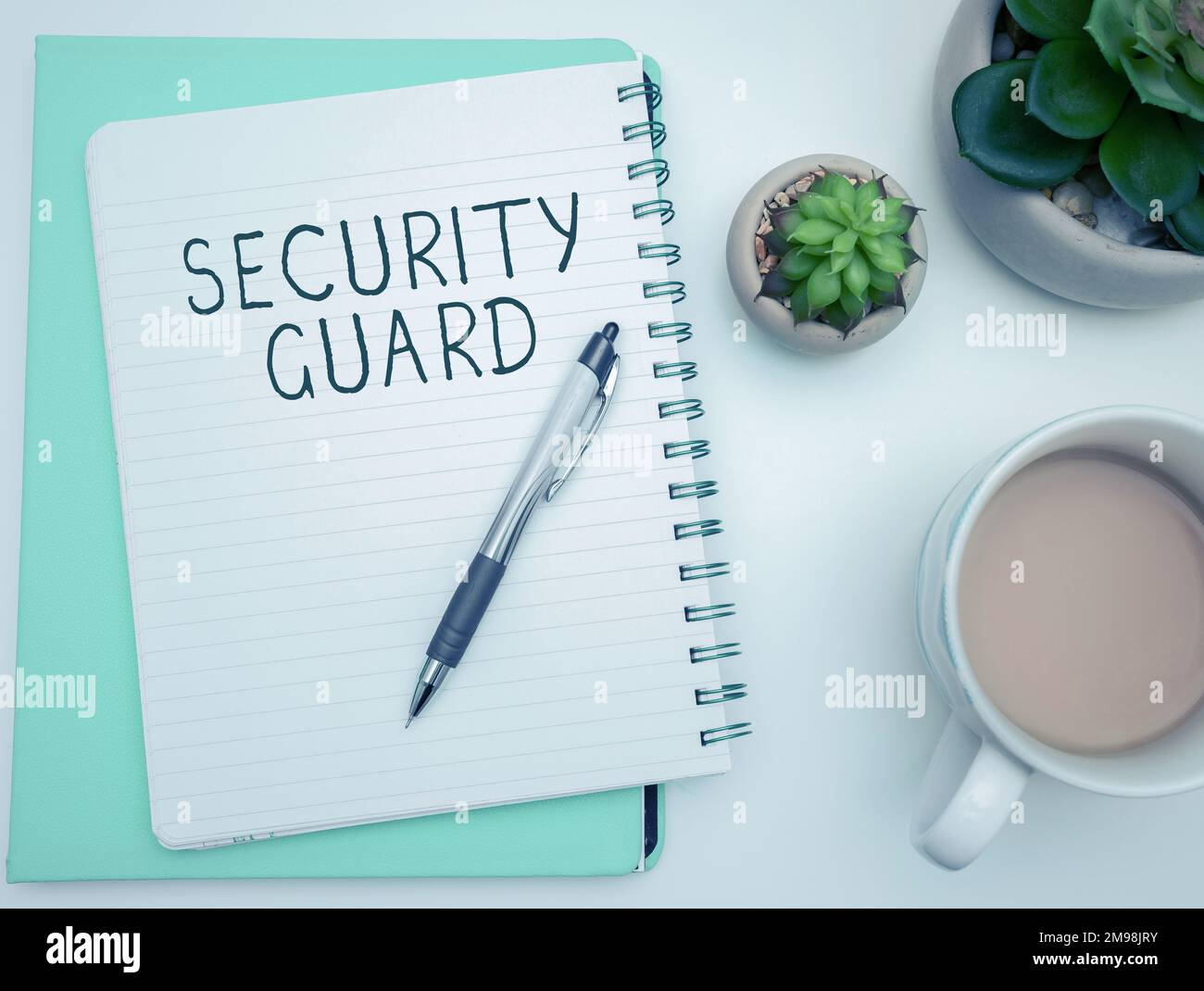 Hand writing sign Security Guard. Business idea tools used to manage ...