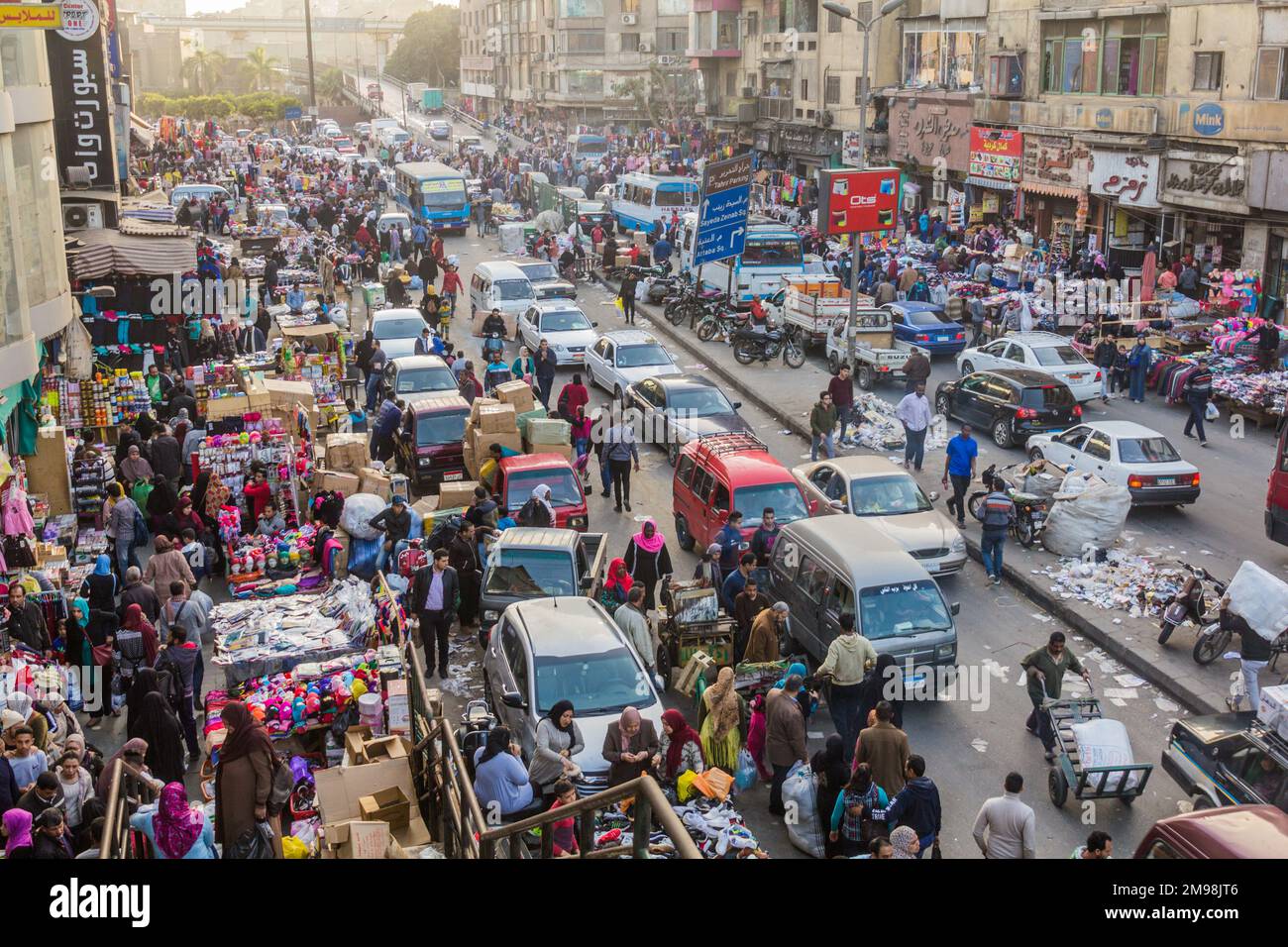 CAIRO, EGYPT - JANUARY 26, 2019: Busy Port Said street in Cairo, Egypt ...