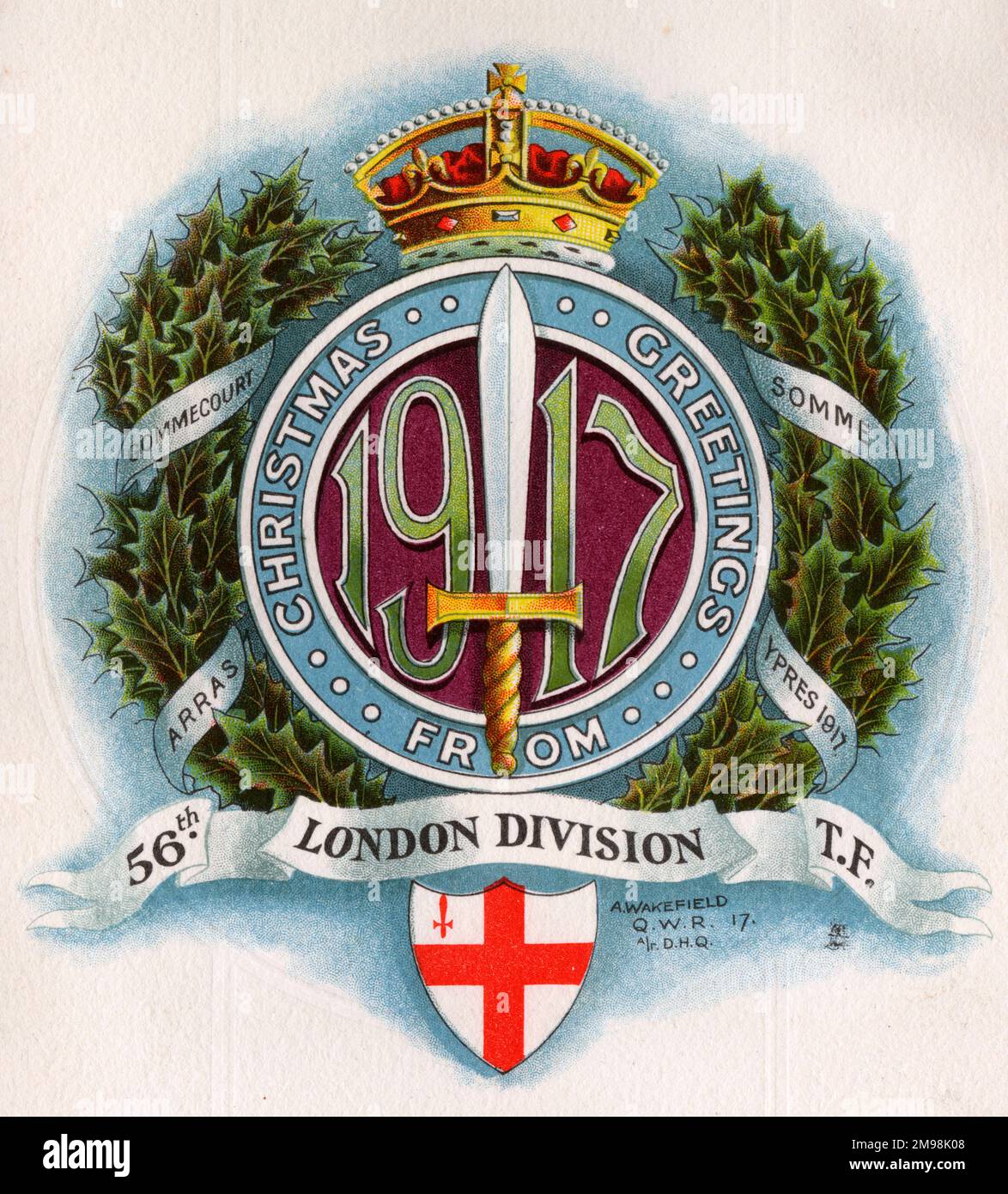 Christmas Card 56th London Division Territorial Force With Key Western Front Place Names As christmas-card-56th-london-division-territorial-force-with-key-western-front-place-names-as