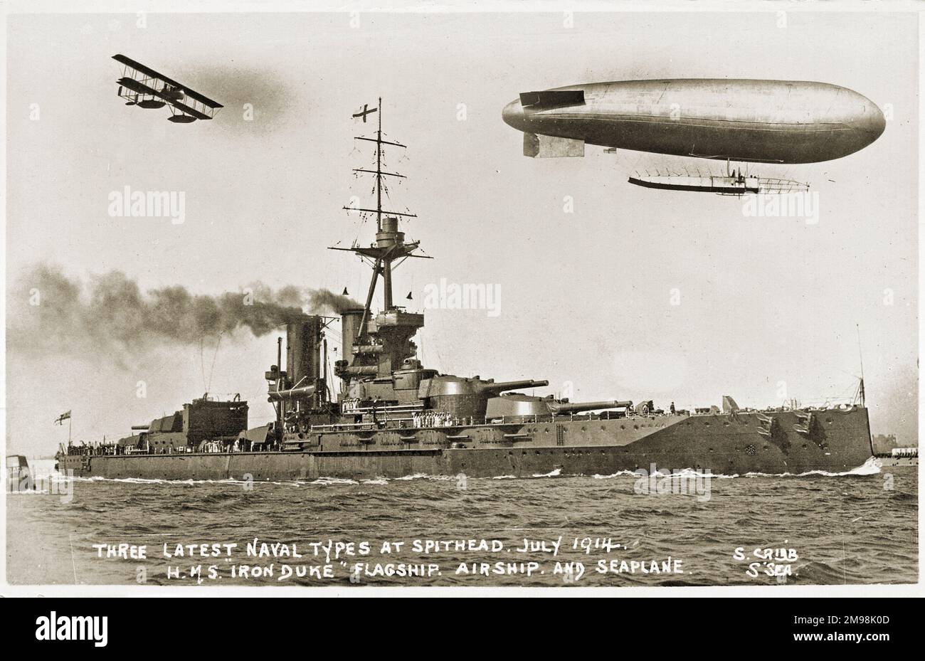 Three latest naval types at Spithead, July 1914 -- HMS Iron Duke ...
