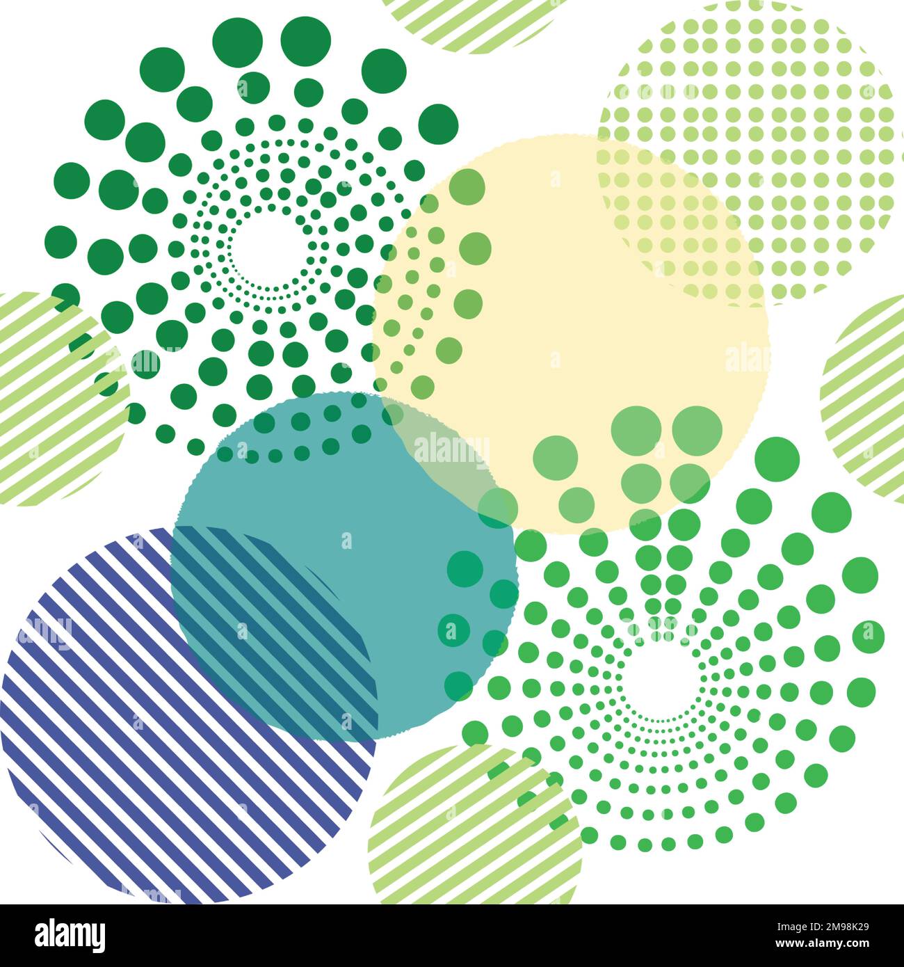 Different shaped circles green pantone seamless pattern, shiny sphere ...
