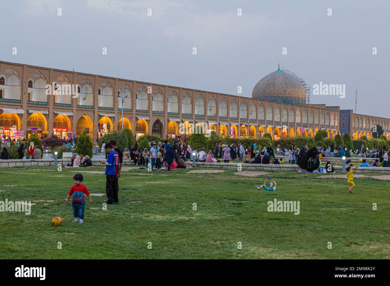 ISFAHAN, IRAN - JULY 10, 2019: People enjoying evening at Naqsh-e Jahan ...