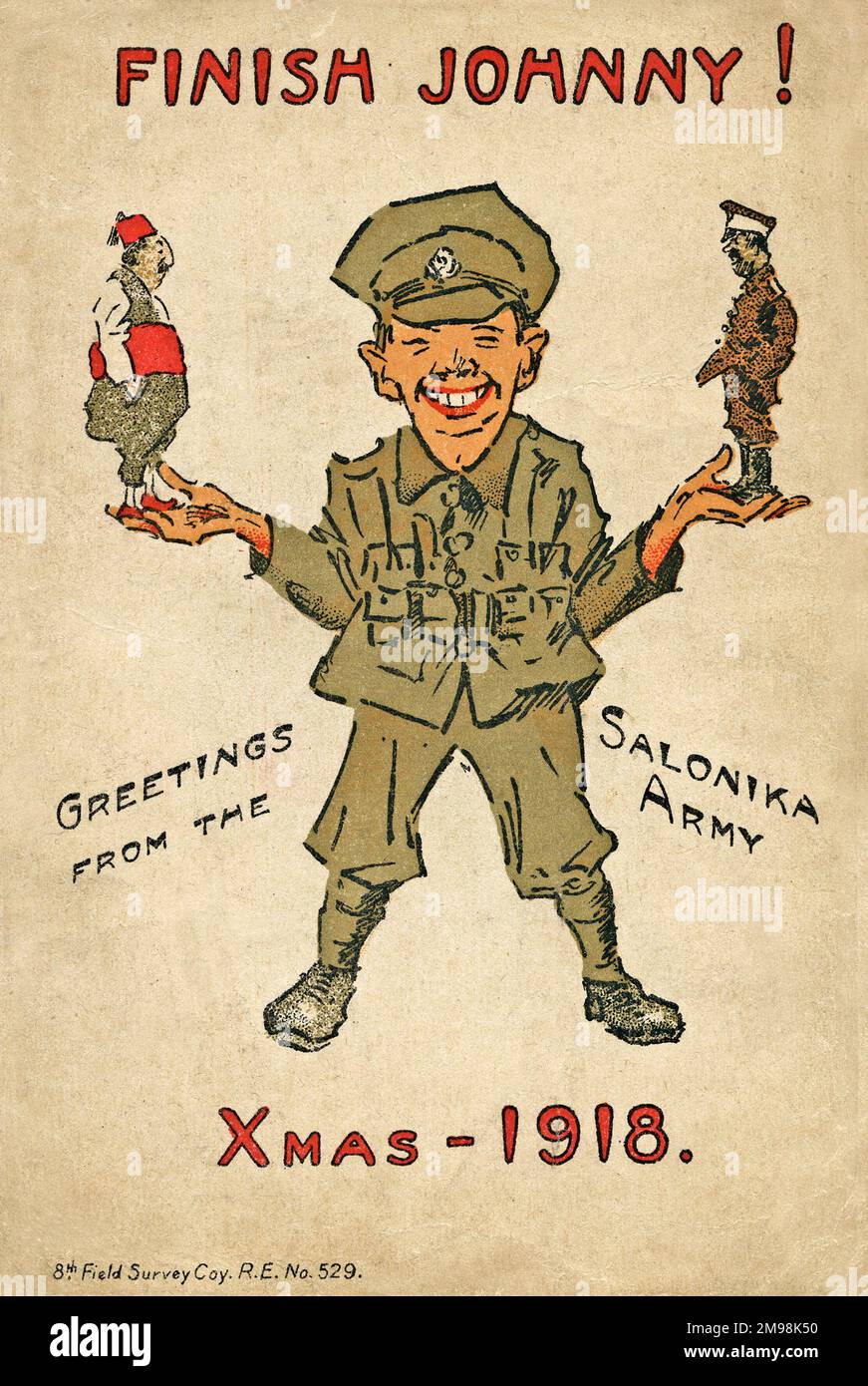 Humorous postcard, British soldier in Salonika -- Finish Johnny ...