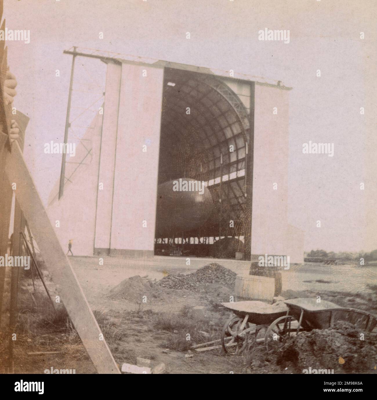 Army airship Beta in a shed at an Officers' Training Corps camp in ...