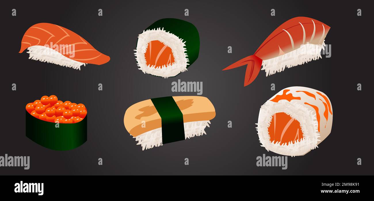 Delicious nigiri sushi set Stock Vector Images - Alamy