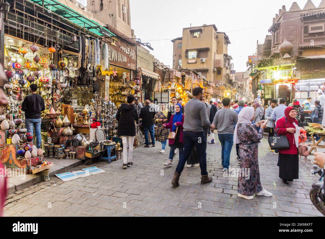 CAIRO, EGYPT - JANUARY 26, 2019: Al Moez street in the historic center ...
