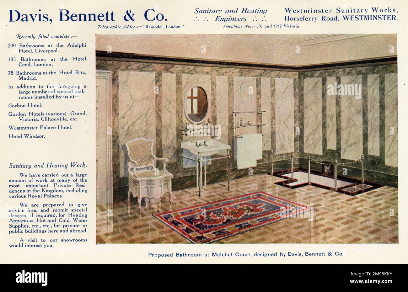 Bathroom design, Davis, Bennett & Co, sanitary and heating work ...