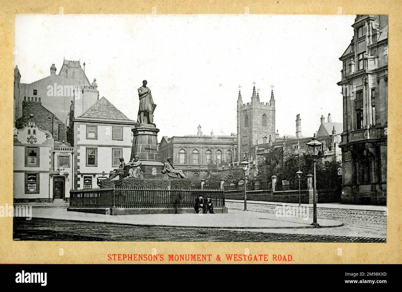 Newcastle Upon Tyne - Stephenson Monument and Westgate Road Stock Photo ...